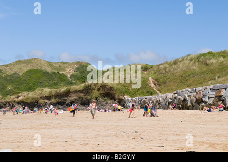 The busy beach at Rock, North Cornwall Stock Photo - Alamy