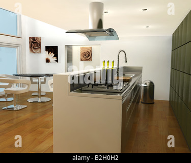 3D render of a Kitchen Interior Stock Photo - Alamy
