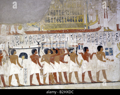 death, ancient world, funeral procession, mural painting, grave of a ...
