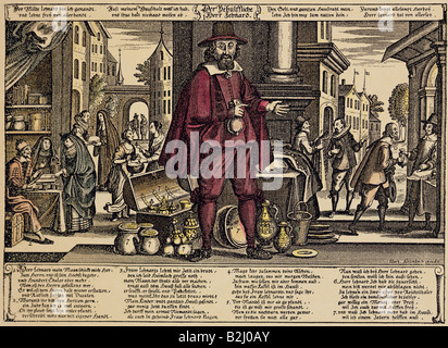 money / finance, banking / lending, caricature on dept repayment "Der ...