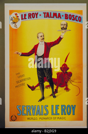 Le Roy, Servais, 1865 - 1953, Belgian magician, having his assistant ...
