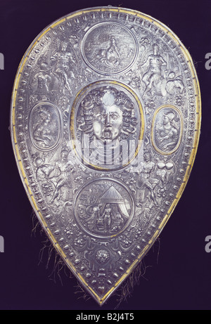 weapons / arms, defensive arms, shields, jousting shield with Chigi ...