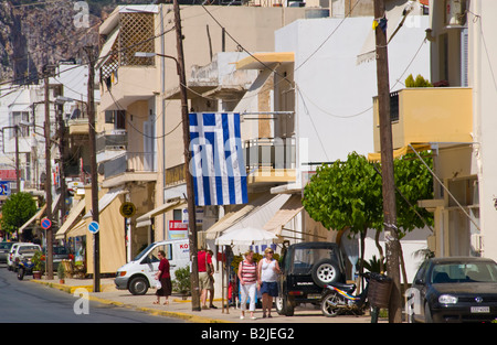Shopping street in Malia Old Town on the Greek Mediterranean island of ...