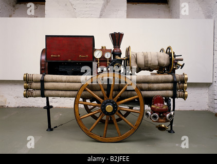 fire, fire brigade, fire engine, hand-drawn fire apparatus, J ...