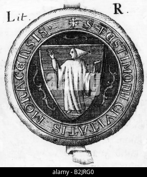 heraldry, seals, Germany, Munich, city seal 1388, copper engraving ...