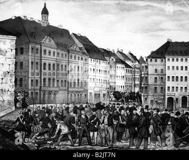 Revolution 1848 - 1849, Germany, Dresden May Uprising, 3.- 9.5.1849 ...