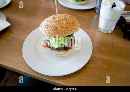 Beef burger in a cafe London England Stock Photo - Alamy