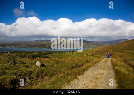 Hikers on a Boreen (Farm Track), Near Allihies, Beara Peninsula, County ...