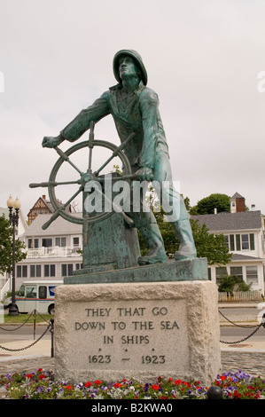 Bronze statue of a man at the wheel, Gloucester fisherman's Memorial ...