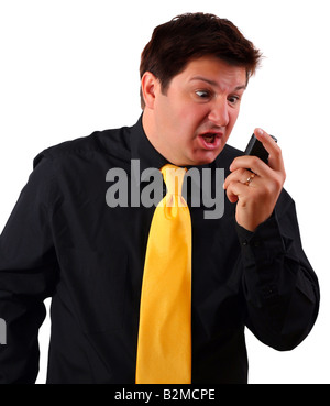 Mad angry customer support call center operator shouting with rage ...