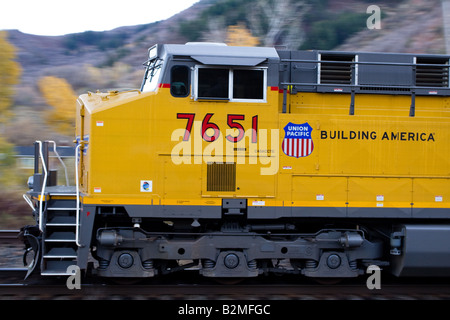 Rocky Mountain moving train Stock Photo - Alamy