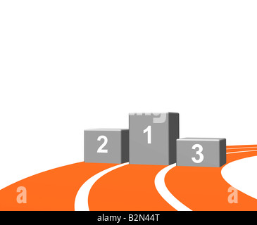Podium on running track Stock Photo - Alamy