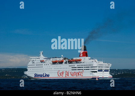 The Swedish car ferry Stena Saga of Stena Line leaving the quay at ...