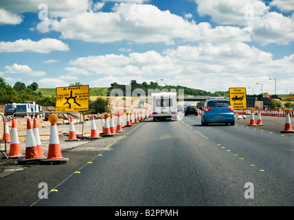 Motorway roadworks signs, UK Stock Photo - Alamy