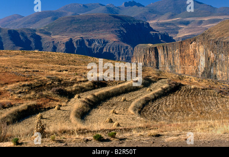 Rural agricultural landscape in Lesotho, close to Quthing Stock Photo ...