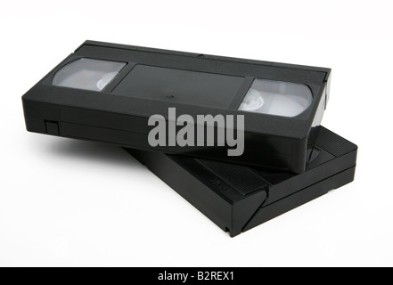 Pile of VHS video cassette tape from inside with the front casing ...