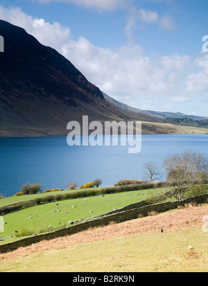 View of Crummock Water with Melbreak Mountain Fell from High Rannerdale ...