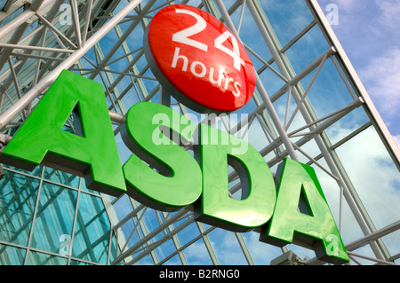 24 hour ASDA supermarket sign - Leith, Edinburgh, Scotland Stock Photo ...
