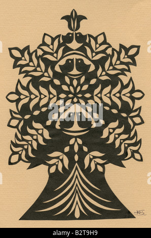 Contemporary paper cutting with symmetrical floral design by Miss Wanda ...
