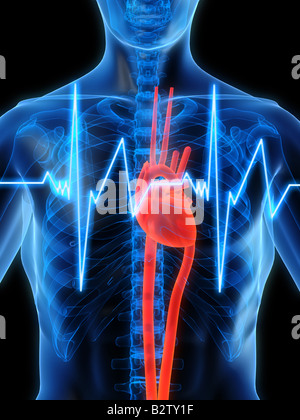 Human heart 3D illustration. Physical damage, heart attack, stress ...