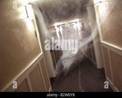 Ghost-ectoplasm – mist in haunted hotel hallway Stock Photo - Alamy