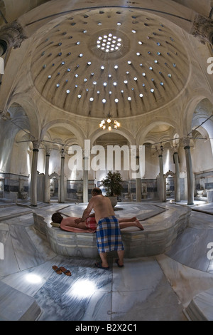 Interior view of the 300 year old Cagaloglu Hamam, Turkish Bath, with ...