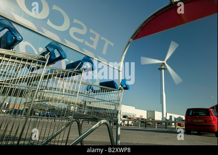 Tesco supermarket green initiative featuring a Gazelle wind turbine ...