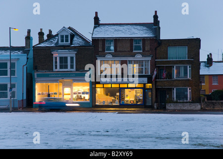 Shops in the snow Deal Kent Stock Photo - Alamy