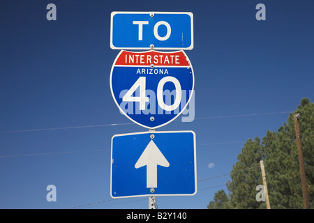 Interstate 40 sign in Arizona pointing to Flagstaff. United States ...