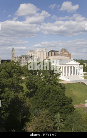 Aerial view of a government building, Jefferson Memorial, Washington ...