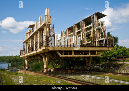 Marine railway boat carriage at Big Chute, Ontario, Canada Stock Photo ...