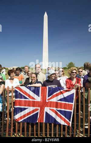 people celebrating being British with Union Jack flags Stock Photo - Alamy