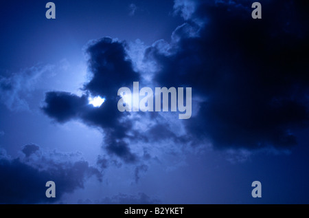 Blue sky with the stormy clouds and sun Stock Photo - Alamy
