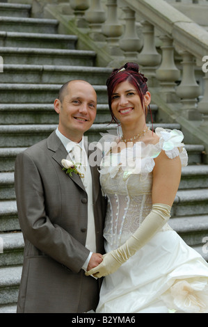 Portrait of an happy and newlywed french bridegroom, France Stock Photo ...