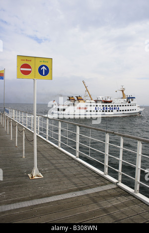 embark and disembark sign at the pier Heringsdorf Mecklenburg ...