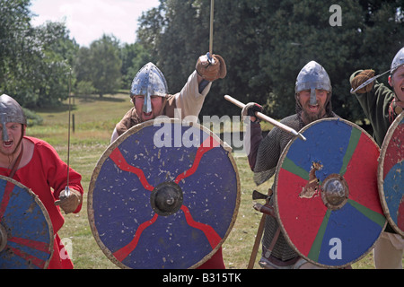 Anglo-Saxon soldiers battle Living history re-enactment Stock Photo - Alamy
