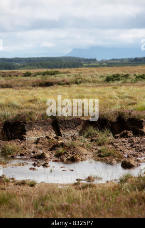 blanket bog with seams cut in it for turf peat fuel collection in ...