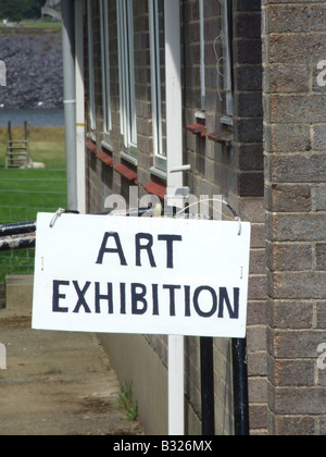 art exhibition sign notice, llanberis, north wales Stock Photo - Alamy