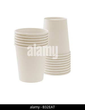 Inverted white paper cup isolated on white. Clipping path included ...