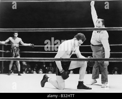 Professional boxing match, referee counting Köksal Orduhan, fight ...