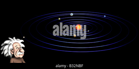 Albert Einstein with solar system Stock Photo: 19115037 - Alamy