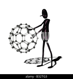 Fullerene C60 molecule 3D scientific model chemical structure Stock ...