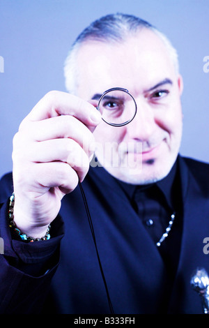 A man clad in a black shirt and white shorts explores the immersive ...