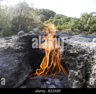 the eternal flames of Chimaira near Antalya; the mythical creature ...