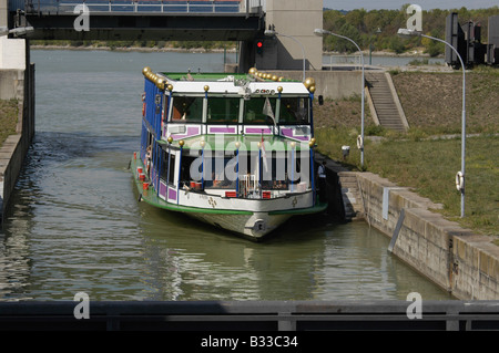 Hundertwasser Boat next to the lock of Nussdorf Stock Photo: 19129686 ...