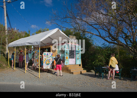 Small roadside snack shark on the caribbean island of St John in the US ...