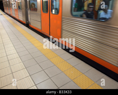 fast underground train in greece athens Stock Photo - Alamy