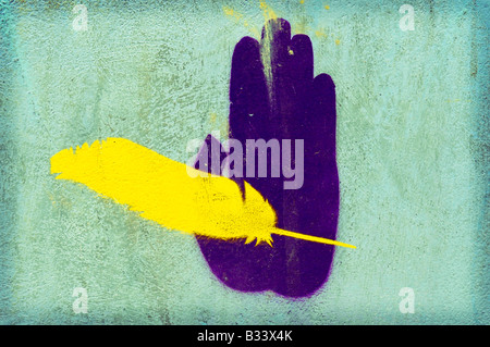 hand feather graffiti art northern quarter manchester uk england ...