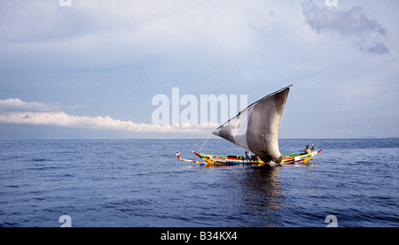 Kenya, Kisumu, Dunga Beach. Brightly painted fishing boats of the Luo ...