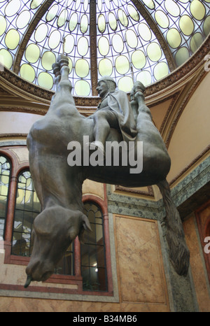 statue of vaclav wenceslas on inverted horse suspended in shopping ...